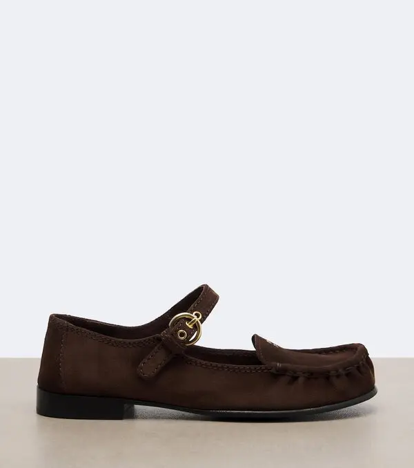 Miu Miu Suede Ballerina Flats With Buckle Fastening