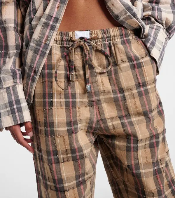 Attico Checked Cotton Flannel Cargo Pants
