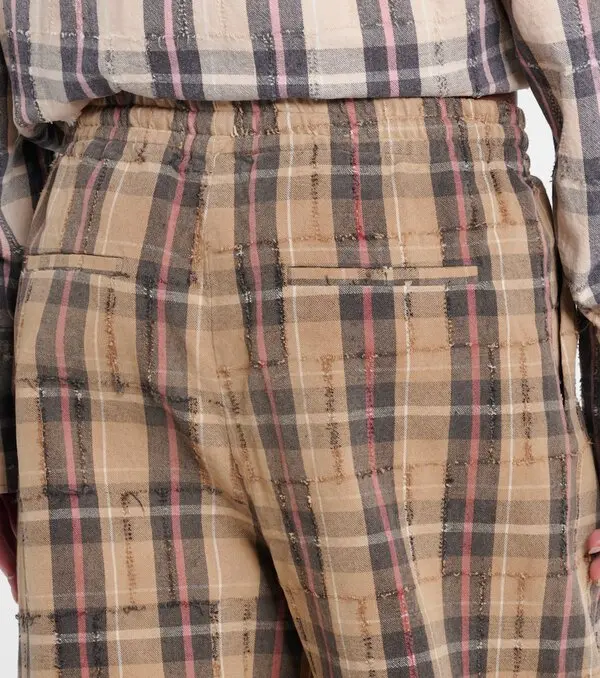 Attico Checked Cotton Flannel Cargo Pants