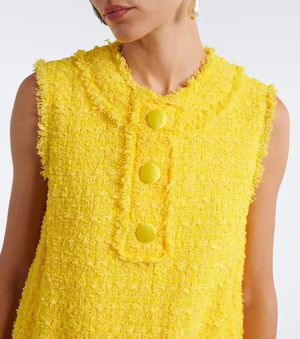 Dolce & Gabbana Cotton-blend Tweed Mini Dress - Yellow