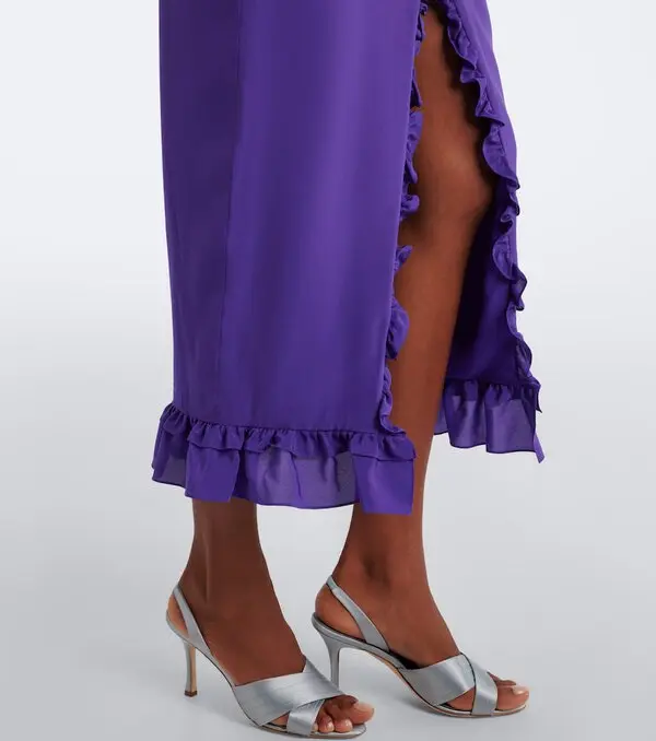 Alessandra Rich Ruffled Silk Crêpe De Chine Midi Dress