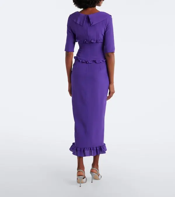 Alessandra Rich Ruffled Silk Crêpe De Chine Midi Dress