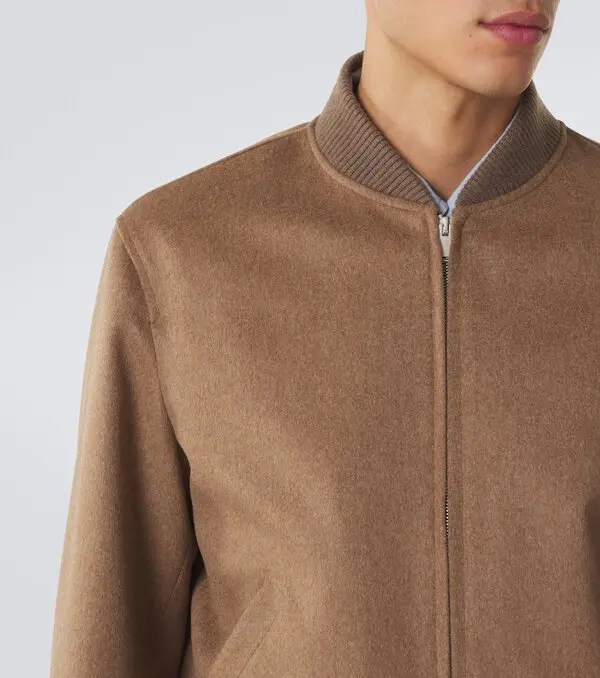 LARDINI Virgin Wool Bomber Jacket - Brown