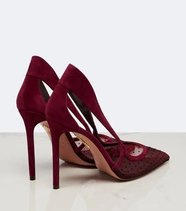 AQUAZZURA Dangerous Liaisons Mesh And Suede Pumps