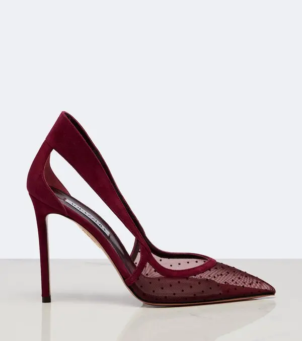 AQUAZZURA Dangerous Liaisons Mesh And Suede Pumps