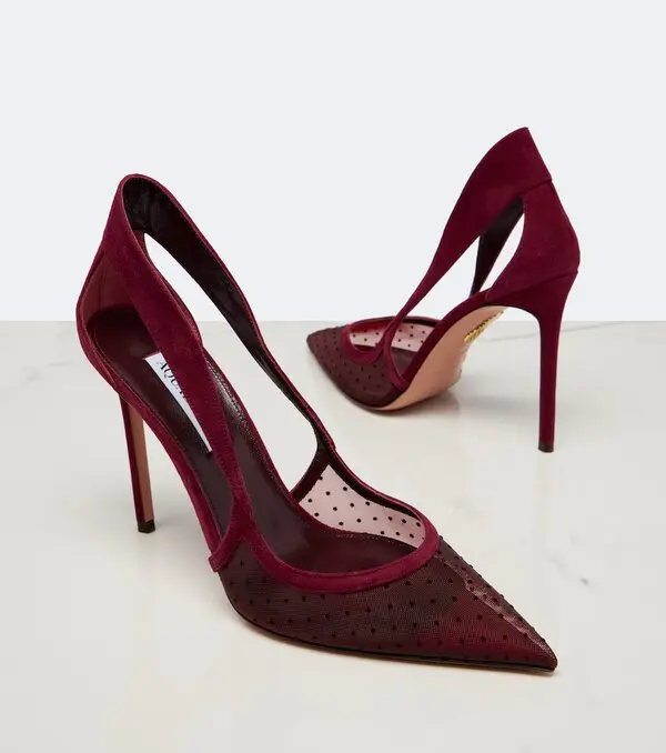 AQUAZZURA Dangerous Liaisons Mesh And Suede Pumps