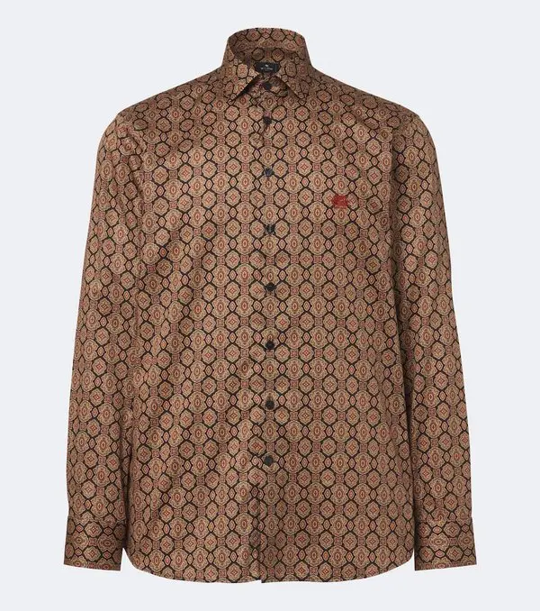 Etro Printed Cotton Poplin Shirt - Brown