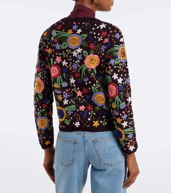 Etro Floral Embroidered Wool Cardigan