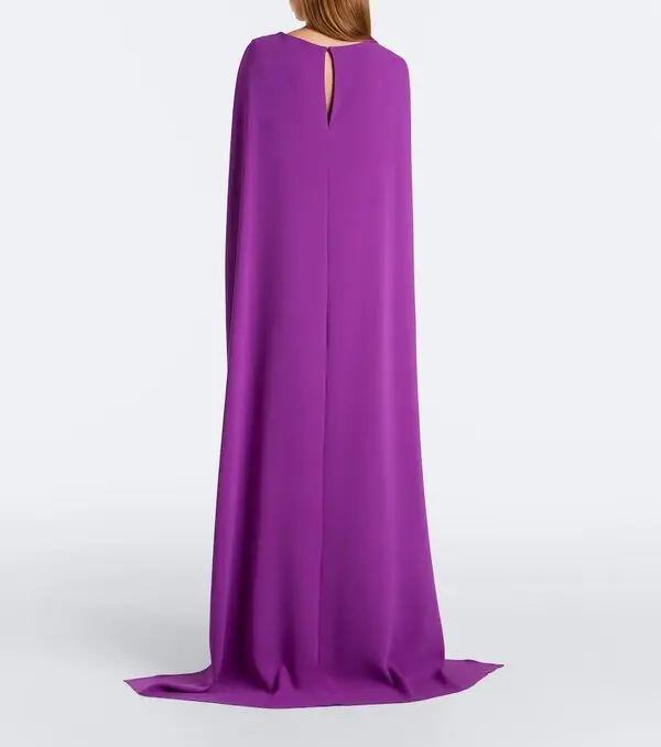 Oscar De La Renta Embellished Cape Effect Silk-blend Georgette Gown