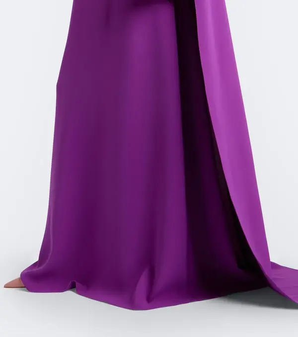 Oscar De La Renta Embellished Cape Effect Silk-blend Georgette Gown