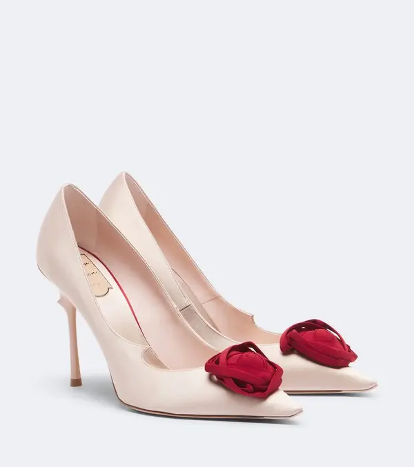 ROGER VIVIER Floral-appliqué Satin Pumps