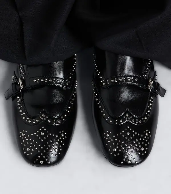 Fendi Studded Leather Monk Strap Shoes