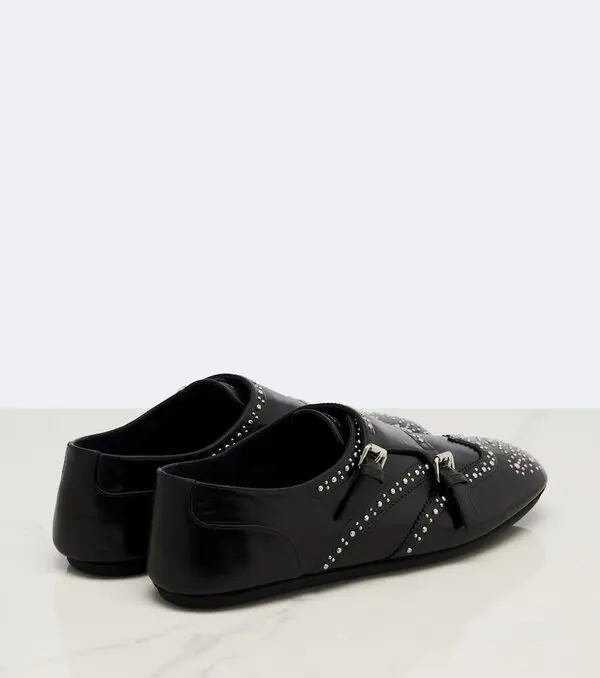 Fendi Studded Leather Monk Strap Shoes