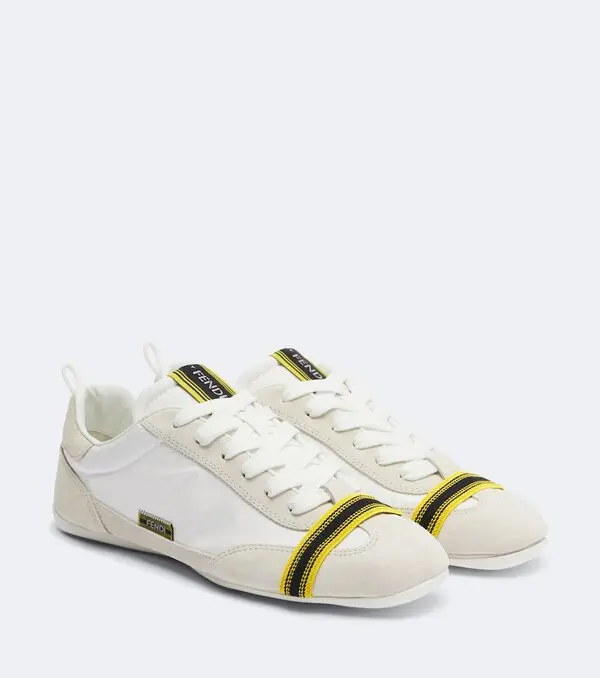 Fendi Wrap Suede-trimmed Sneakers - White