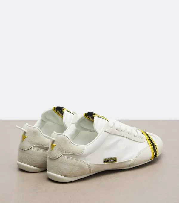 Fendi Wrap Suede-trimmed Sneakers