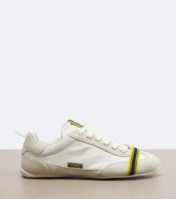 Fendi Wrap Suede-trimmed Sneakers