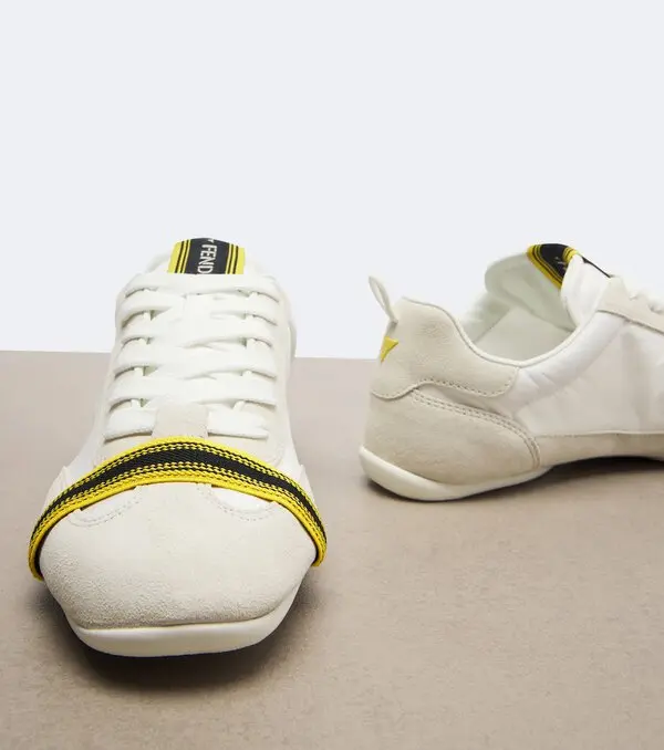 Fendi Wrap Suede-trimmed Sneakers