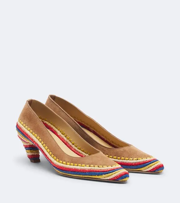 Gabriela Hearst Peggy Suede And Raffia Pumps