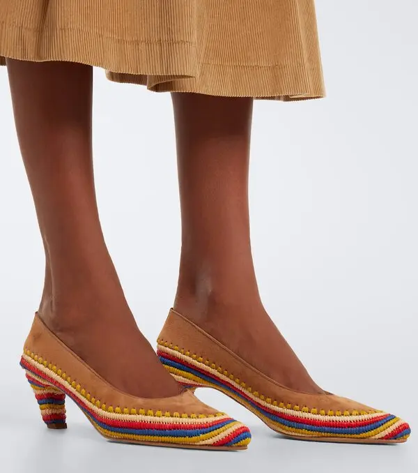 Gabriela Hearst Peggy Suede And Raffia Pumps
