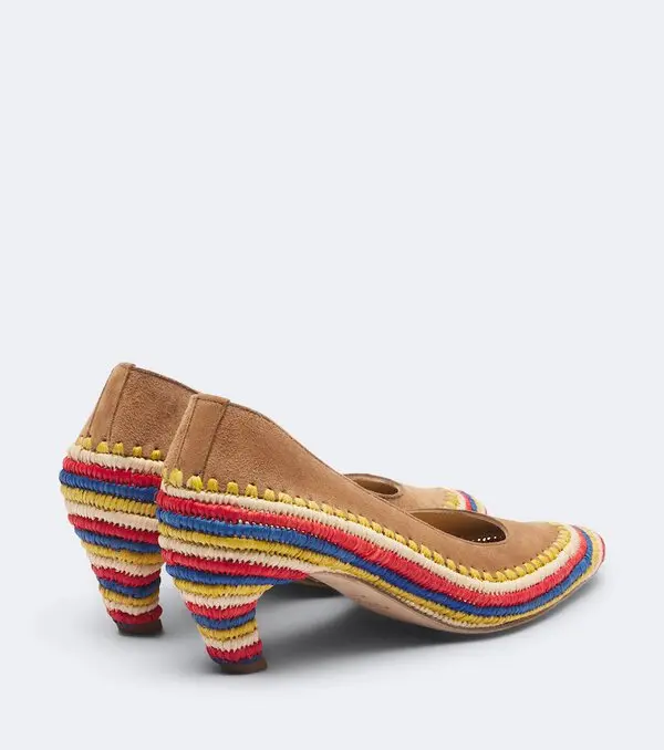 Gabriela Hearst Peggy Suede And Raffia Pumps