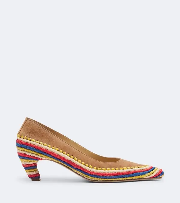 Gabriela Hearst Peggy Suede And Raffia Pumps