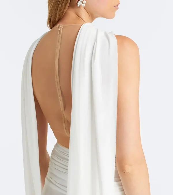 David Koma Asymmetric Draped Embellished Midi Dress