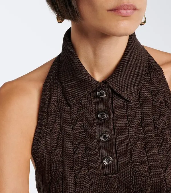 Ralph Lauren Cable-knit Silk Halterneck Top