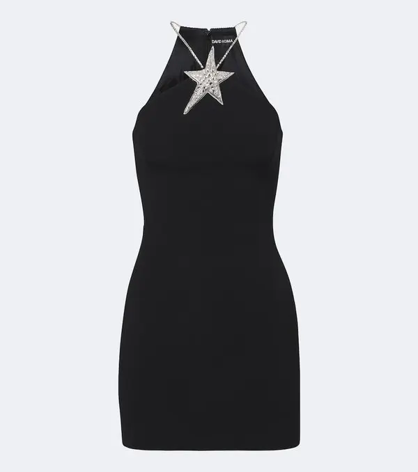 David Koma Embellished Halterneck Mini Dress - Black