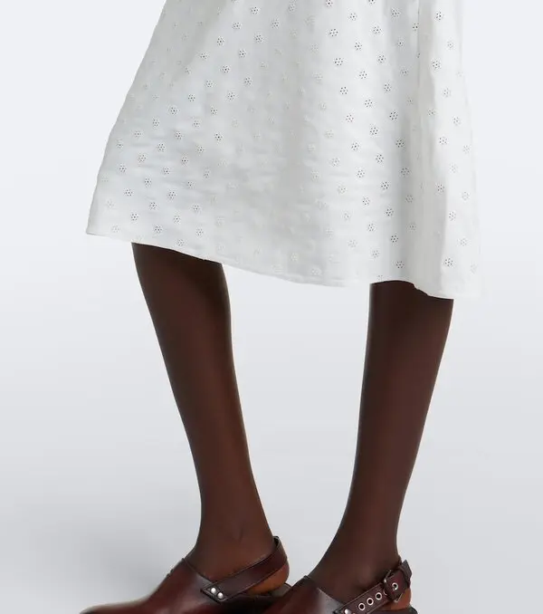 Miu Miu Broderie Anglaise Poplin Midi Dress
