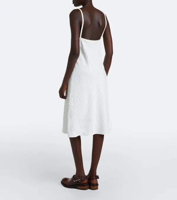 Miu Miu Broderie Anglaise Poplin Midi Dress