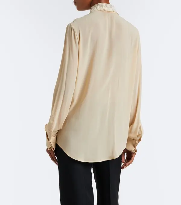 Fendi Lace-trimmed Silk Georgette Shirt