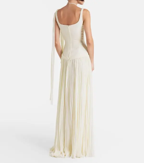 MARMAR HALIM Ana" Gown In Butter Yellow Crepe And Chiffon