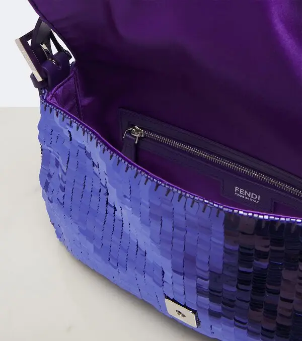 Fendi Baguette Small Sequined Shoulder Bag