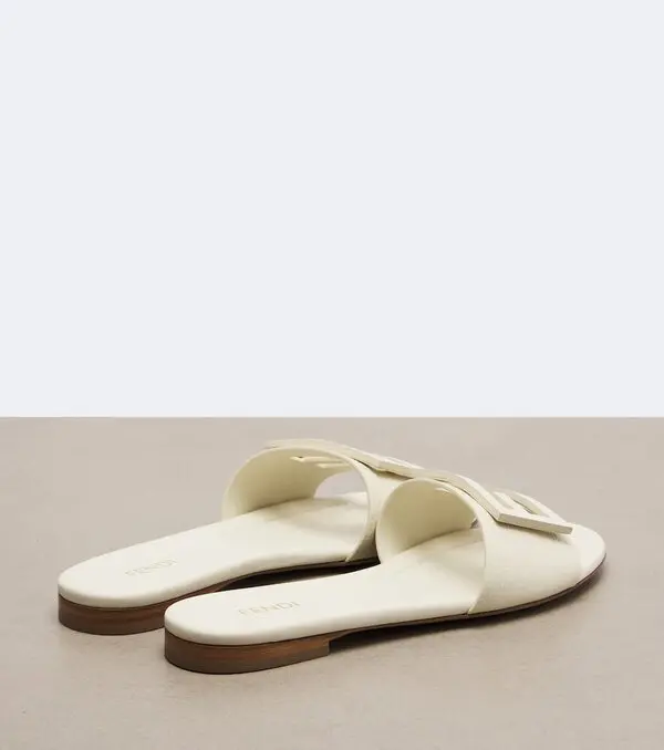 Fendi Ff Leather Slides
