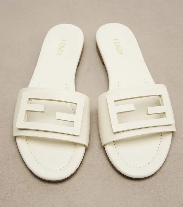 Fendi Ff Leather Slides