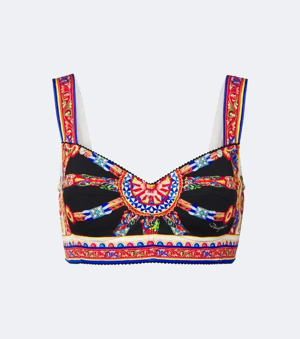 Dolce & Gabbana Carretto Silk-blend Crop Top - Multicoloured