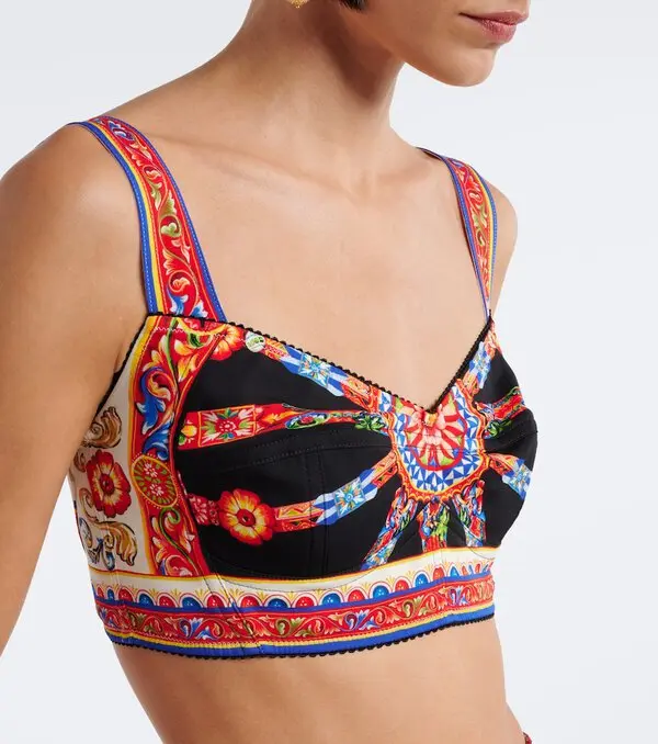 Dolce & Gabbana Carretto Silk-blend Crop Top