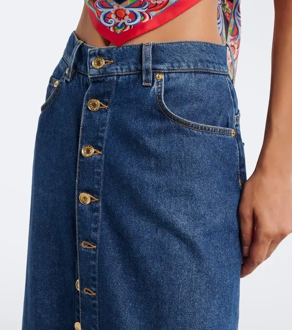 Dolce & Gabbana Tiered Denim Maxi Skirt