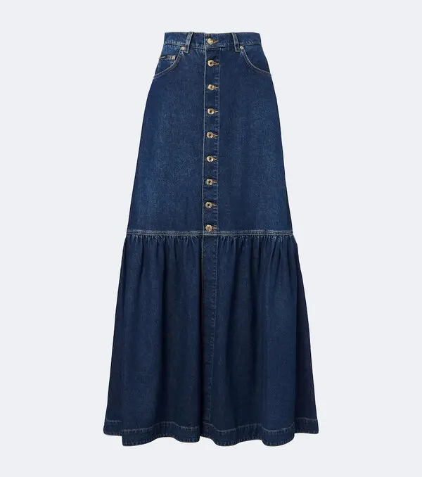 Dolce & Gabbana Denim Tiered Maxi Skirt - Blue