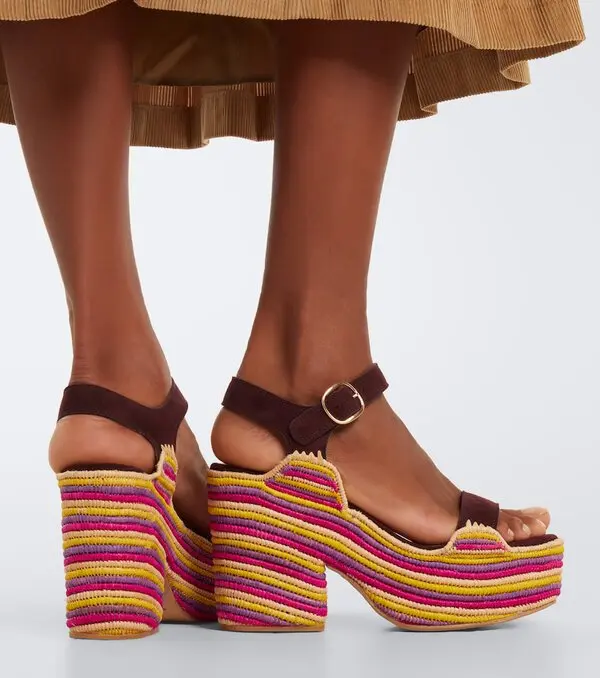Gabriela Hearst Sardis Suede And Raffia Platform Sandals