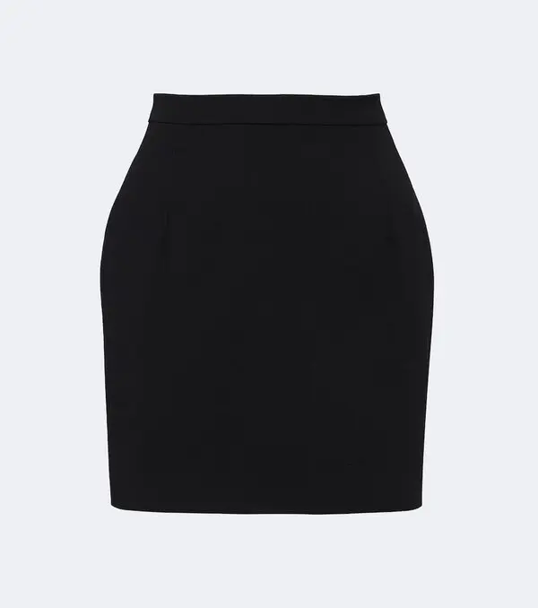 Alessandra Rich Wool-blend Crêpe Mini Skirt - Black