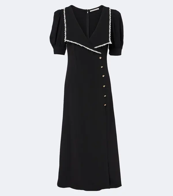 Alessandra Rich Lace-trimmed Cady Midi Dress