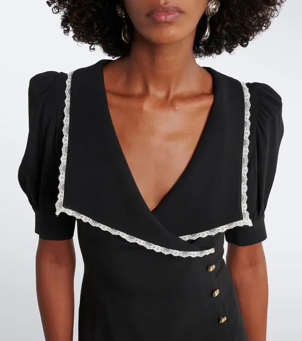 Alessandra Rich Lace-trimmed Cady Midi Dress