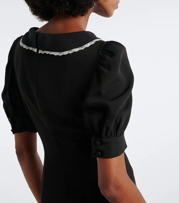 Alessandra Rich Lace-trimmed Cady Midi Dress