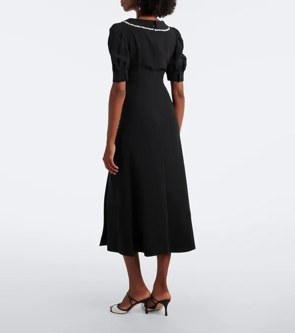 Alessandra Rich Lace-trimmed Cady Midi Dress