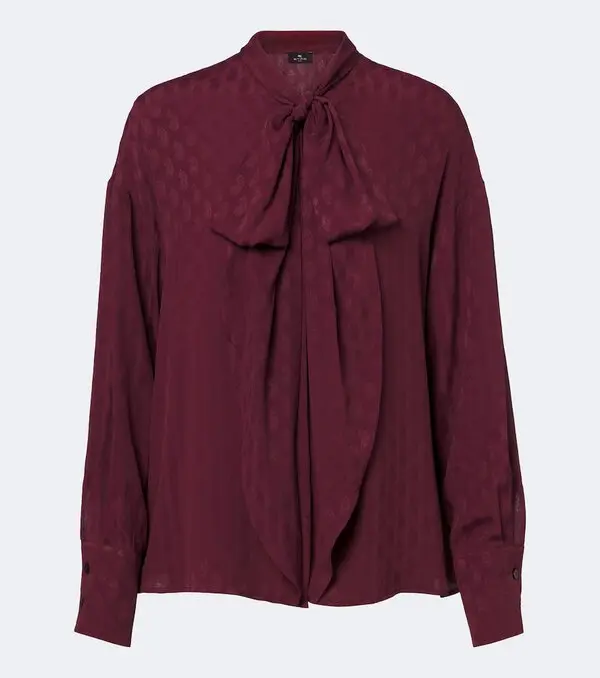 Etro Tie-neck Paisley Jacquard Blouse