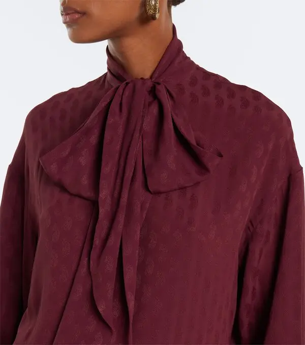 Etro Tie-neck Paisley Jacquard Blouse