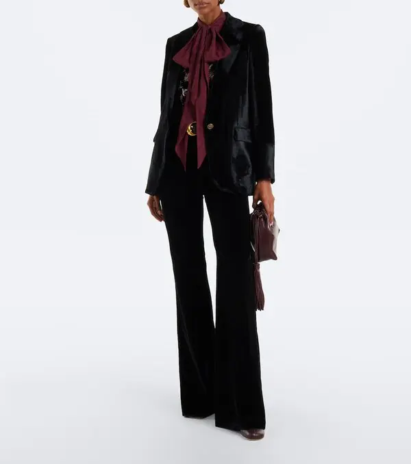 Etro Tie-neck Paisley Jacquard Blouse