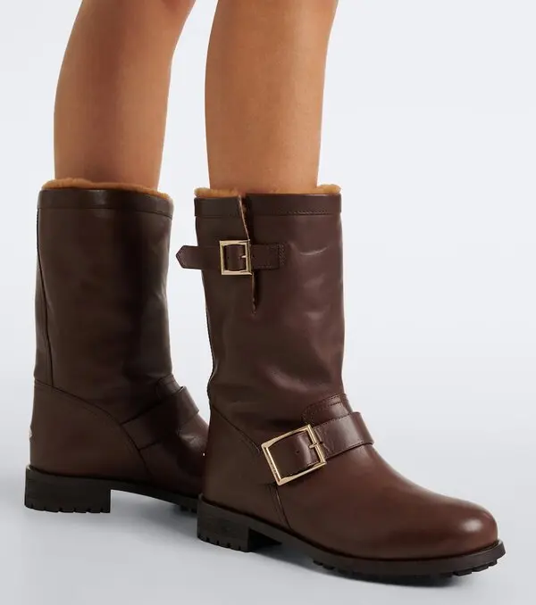 JIMMY CHOO Biker Leather Knee-high Boots - Brown
