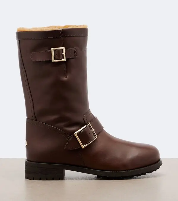JIMMY CHOO Biker Leather Knee-high Boots - Brown